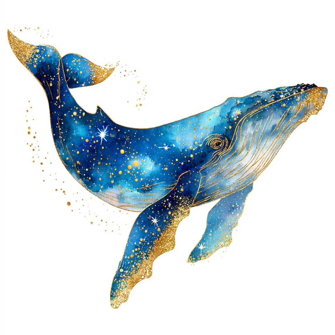 10 Printable Starry Whale Clipart, Whale Watercolor, Nautical Clip Art ...