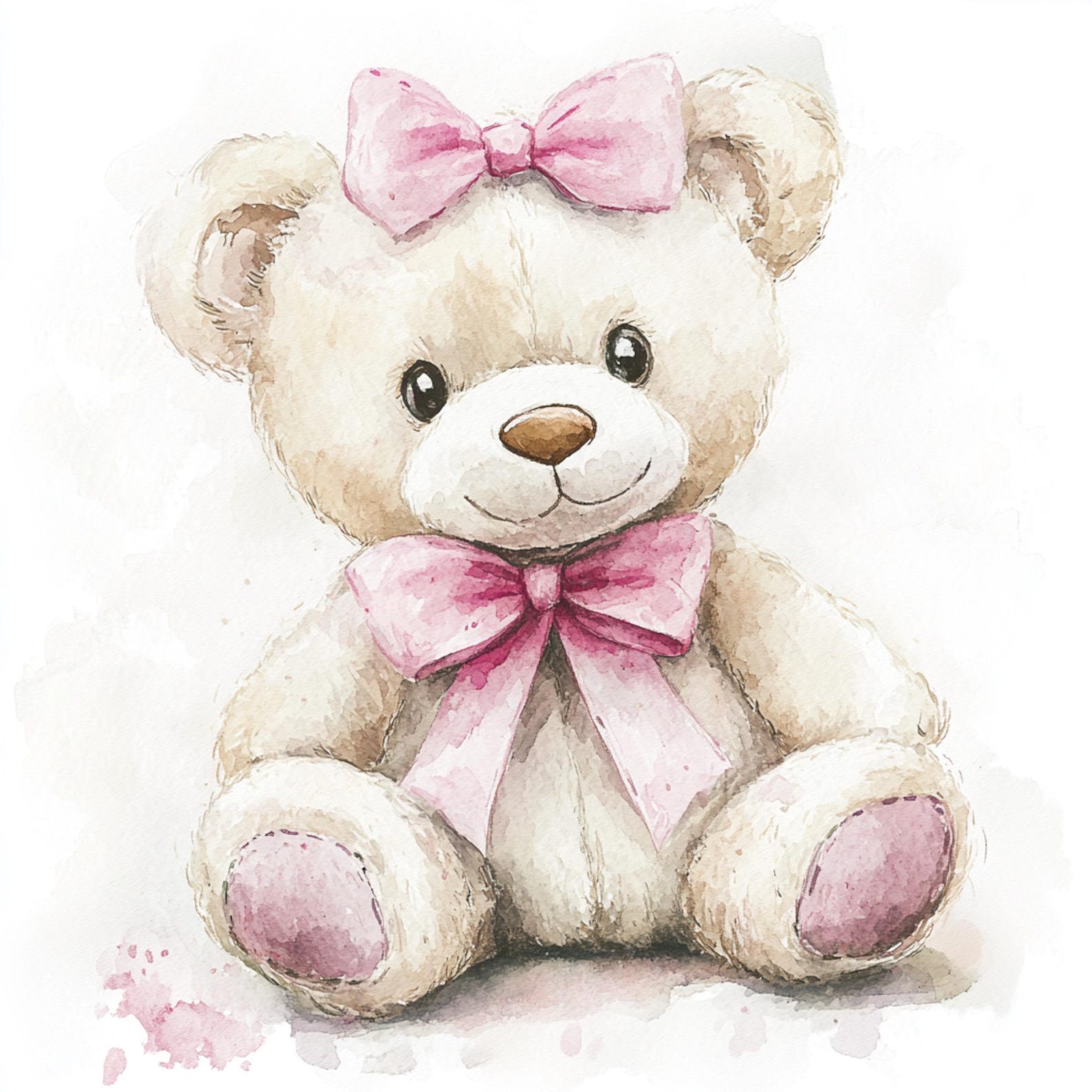 10 Printable Cute Teddy Bear Girl Clipart, Watercolor Art, Printable ...