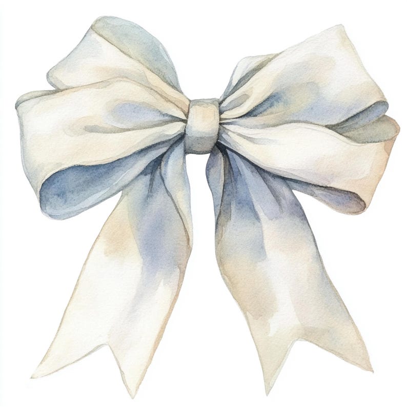 Printable White Bows, Watercolor Bows Clip Art, Printable Jpgs, Bows ...