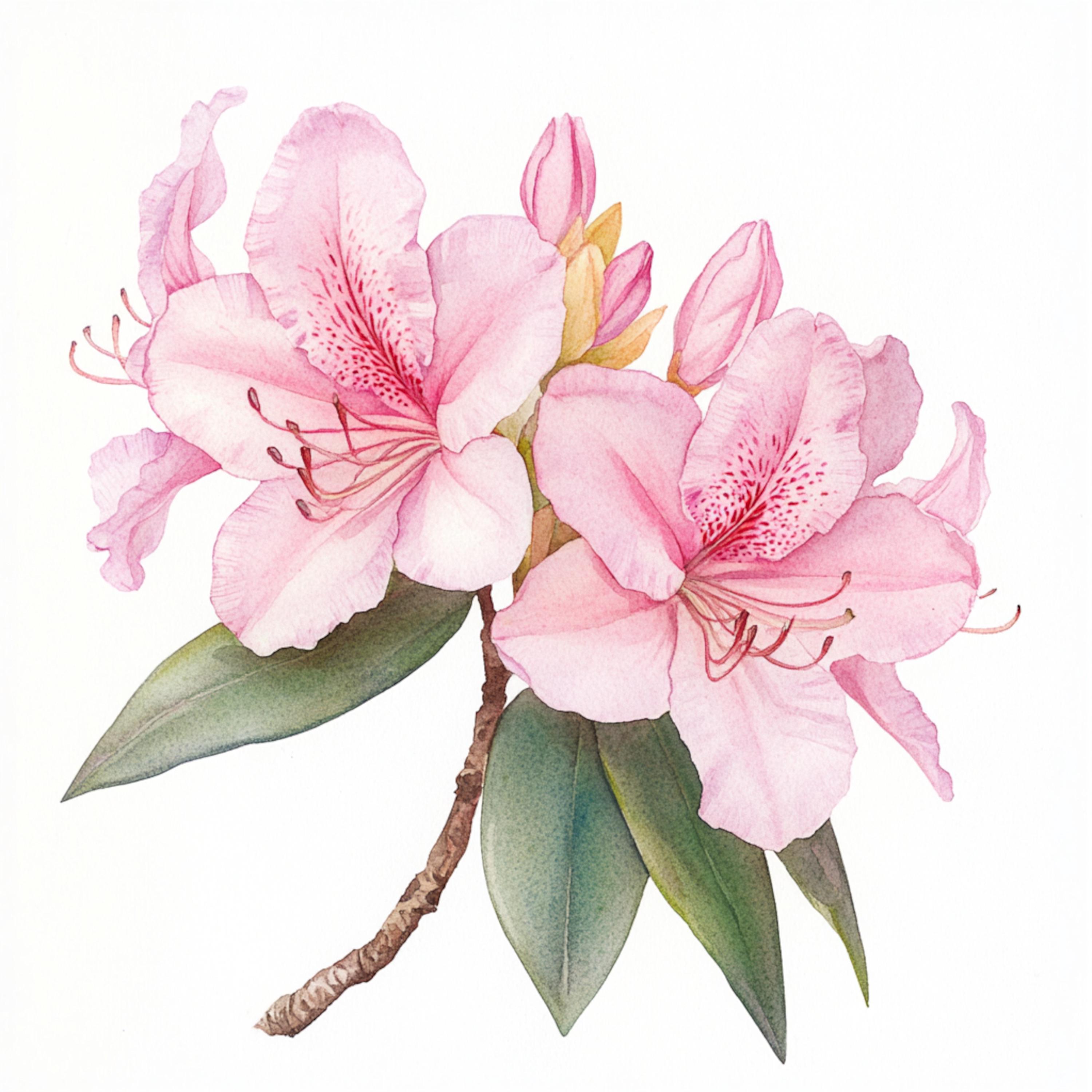 10 Printable Azaleas Watercolor, Pink Rhododendron, Watercolor Pink ...