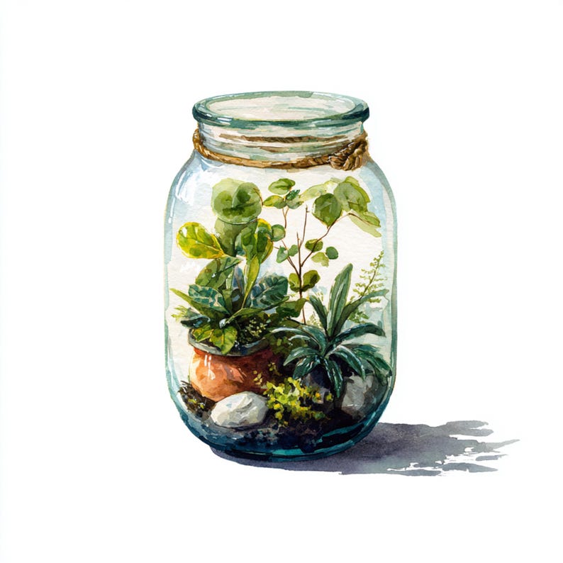 10 Printable Terrarium, Glass Terrarium, Botanical Terrarium Decor ...
