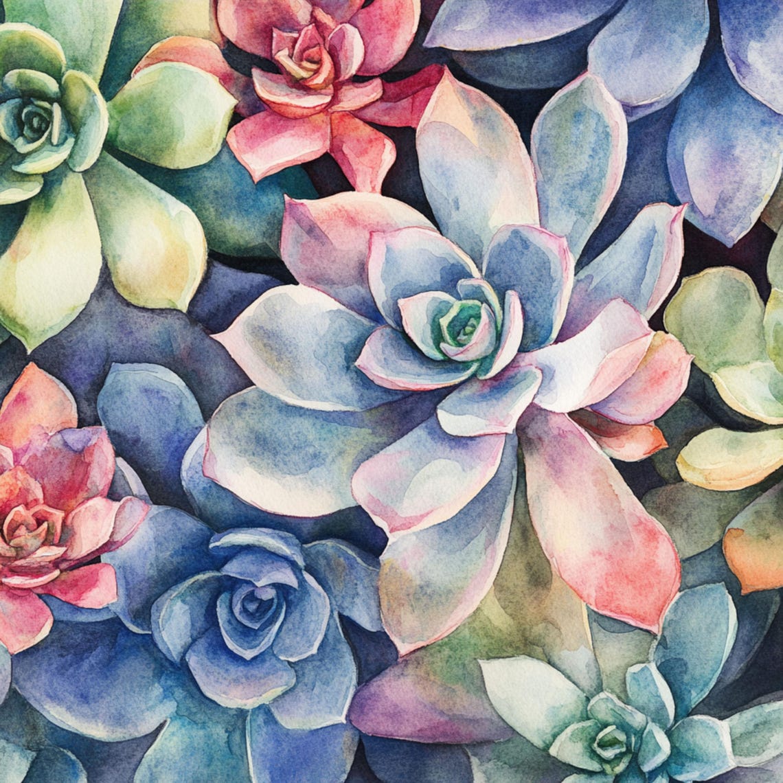 Printable Succulent Decor, Watercolor 10 Images, Succulent Botanical ...