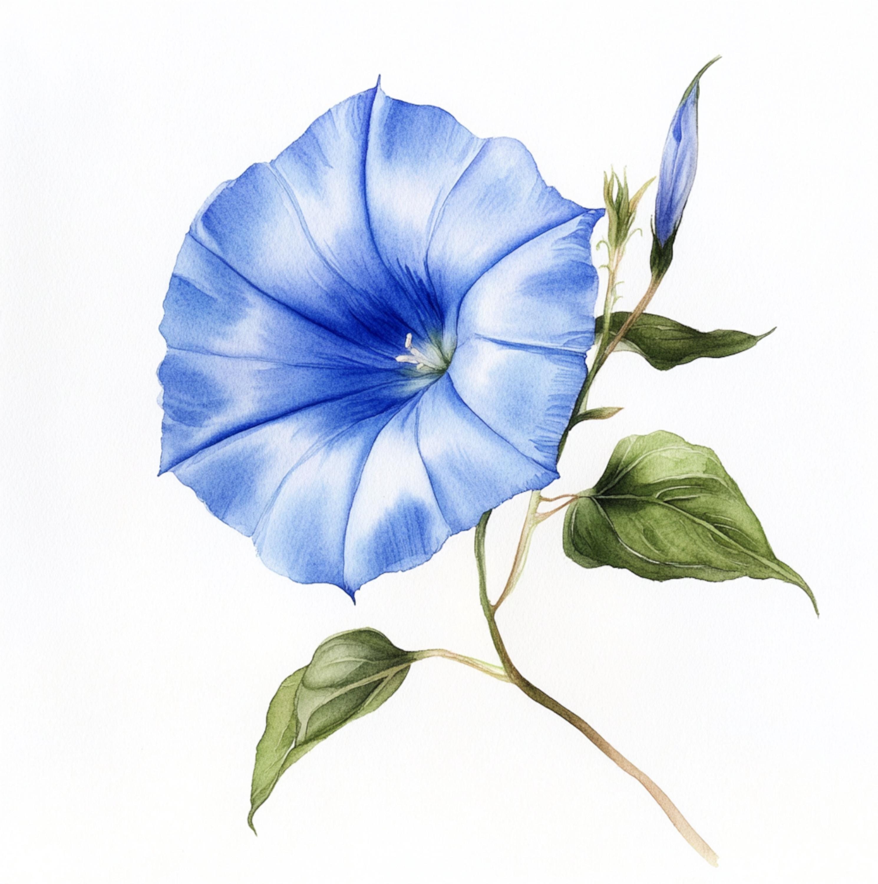10 Printable Ipomoea, Blue Flower, Morning Glory Botanical Painting ...