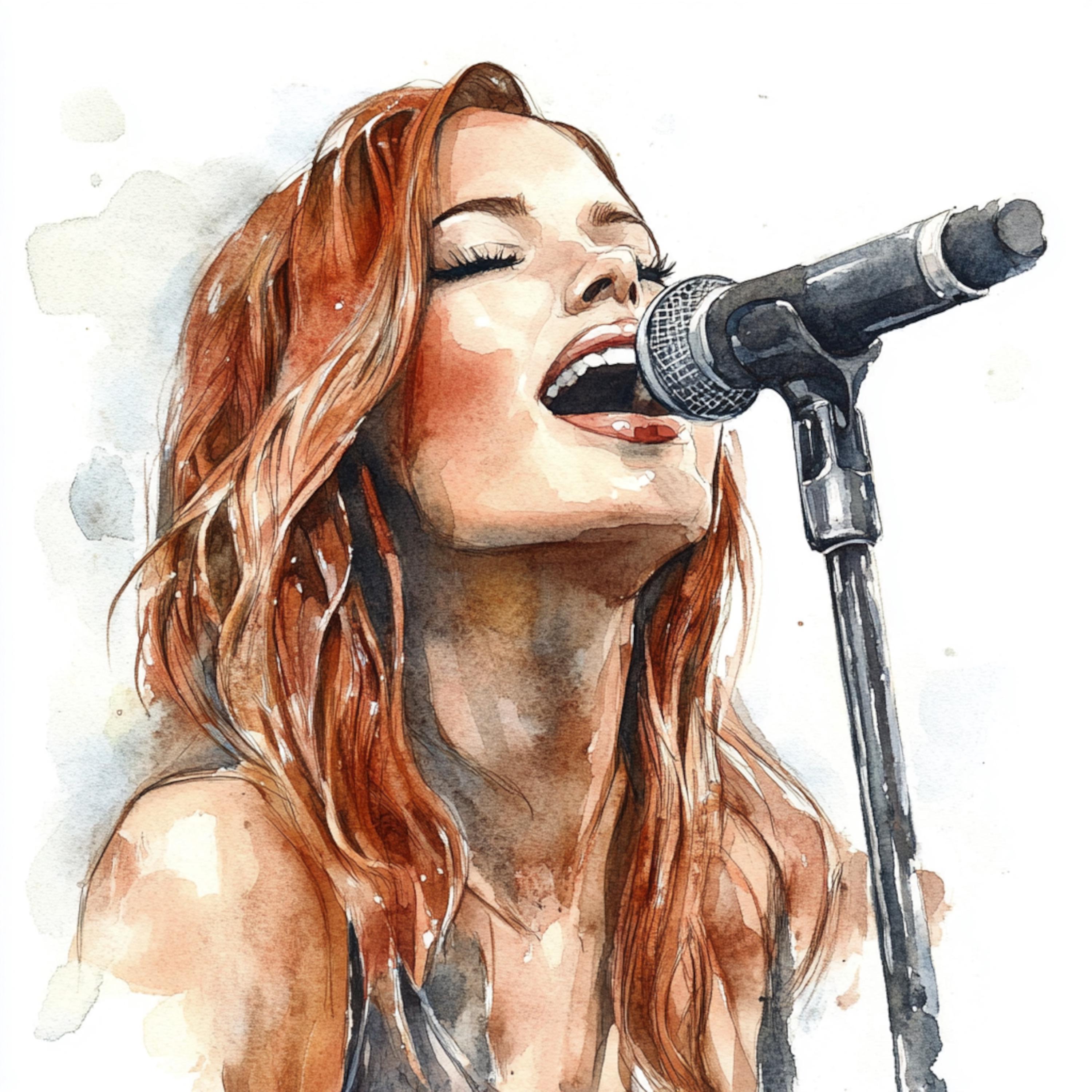Watercolor Singing Girl, Young Women Singer, Beautiful Singer Girl ...