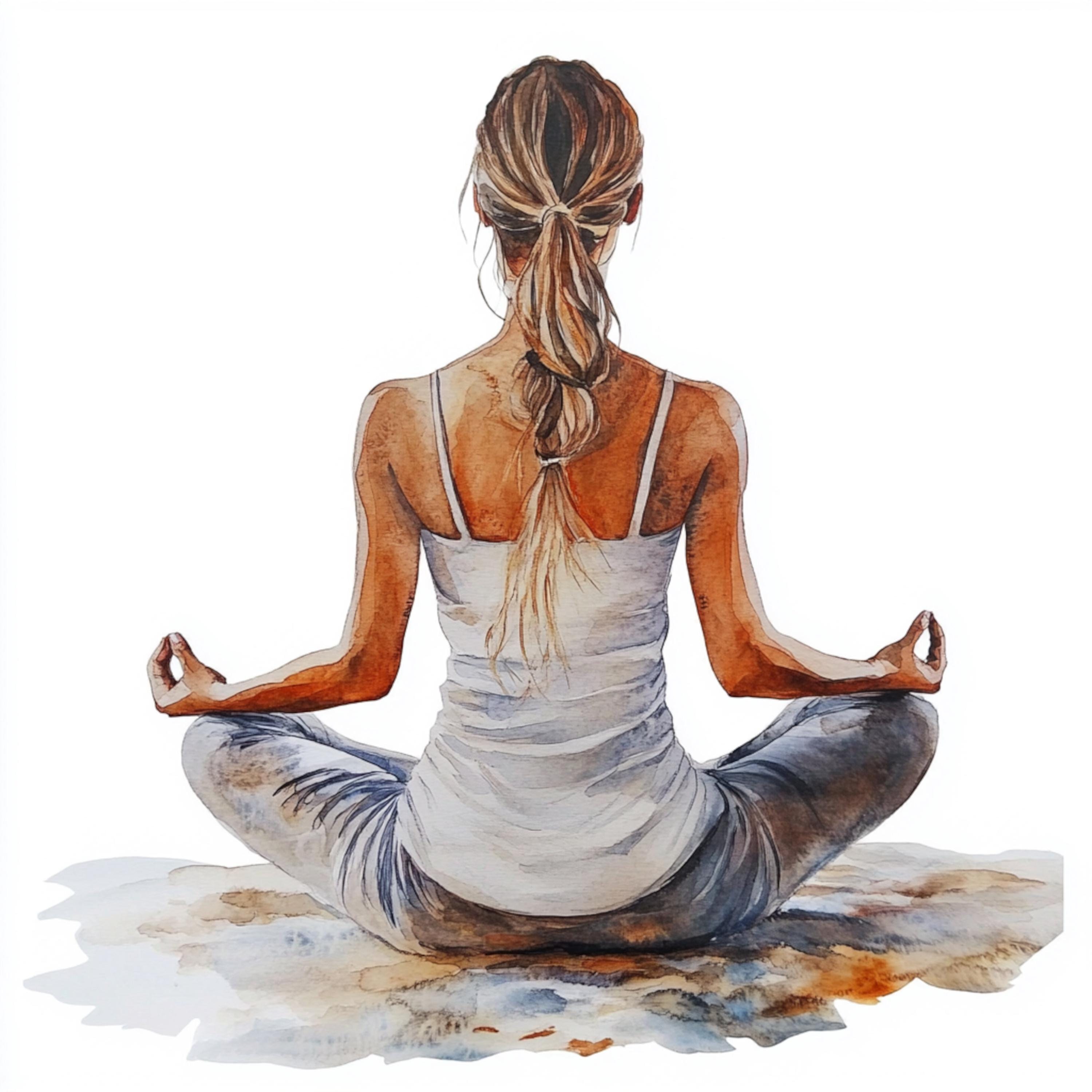 10 Printable Meditation Woman, Watercolor Meditation Woman, Meditation ...