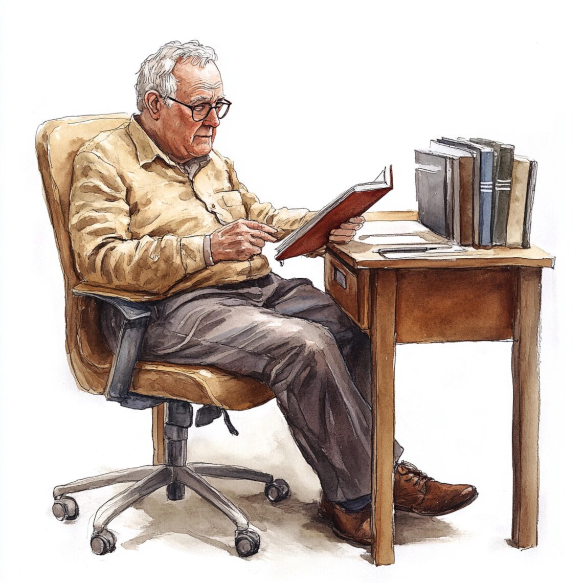 Printable Elderly Reading Man, Elderly Man Sitting With Book ...