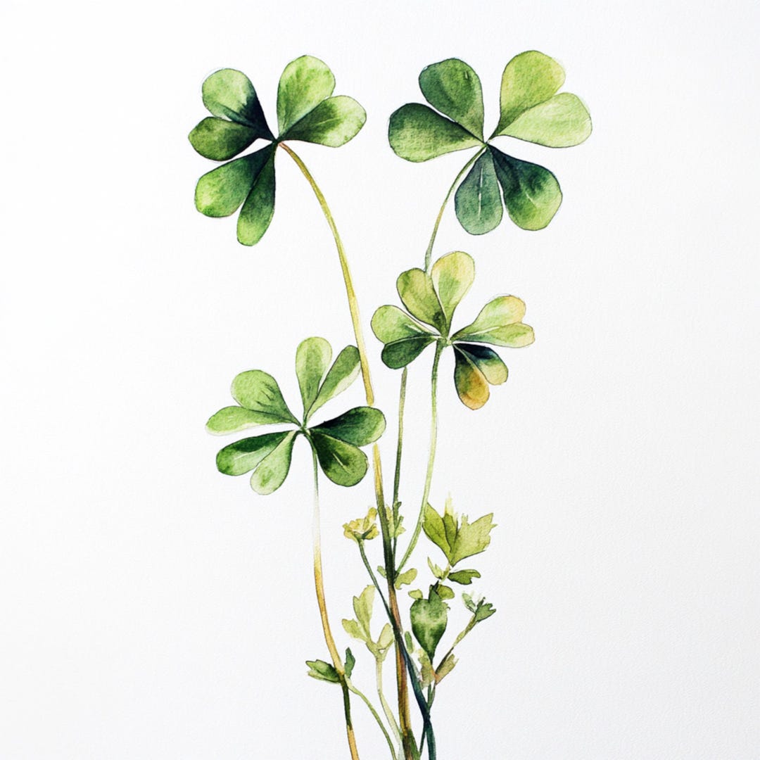 Printable Clover Leaves Decor, Watercolor 10 Images, Clover Botanical ...