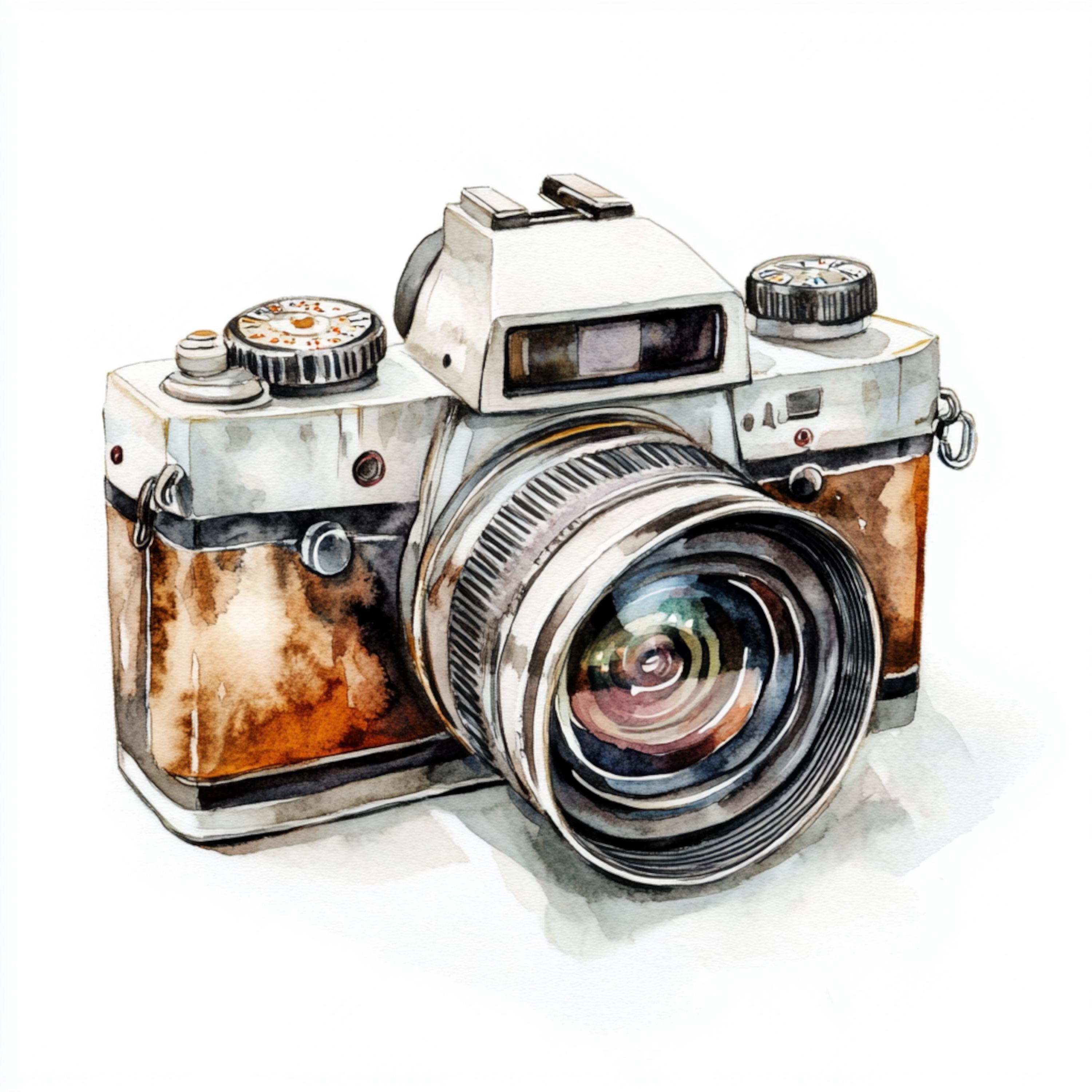 10 Printable Camera, Watercolor Photo Camera, Camera Print, Greetting ...