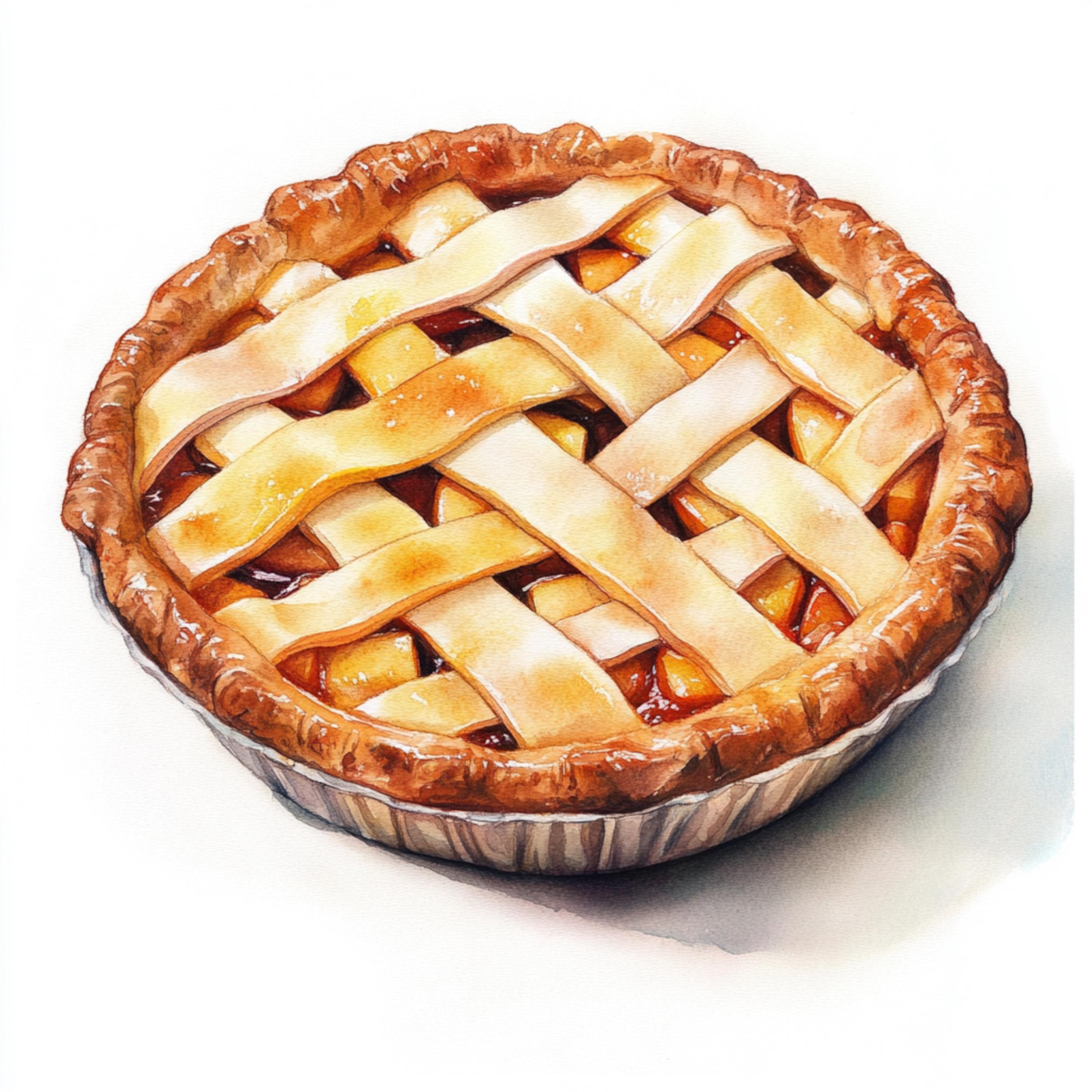 10 Printable Apple Pie Art, Watercolor Pie Slice, Apple Pie on Plate ...