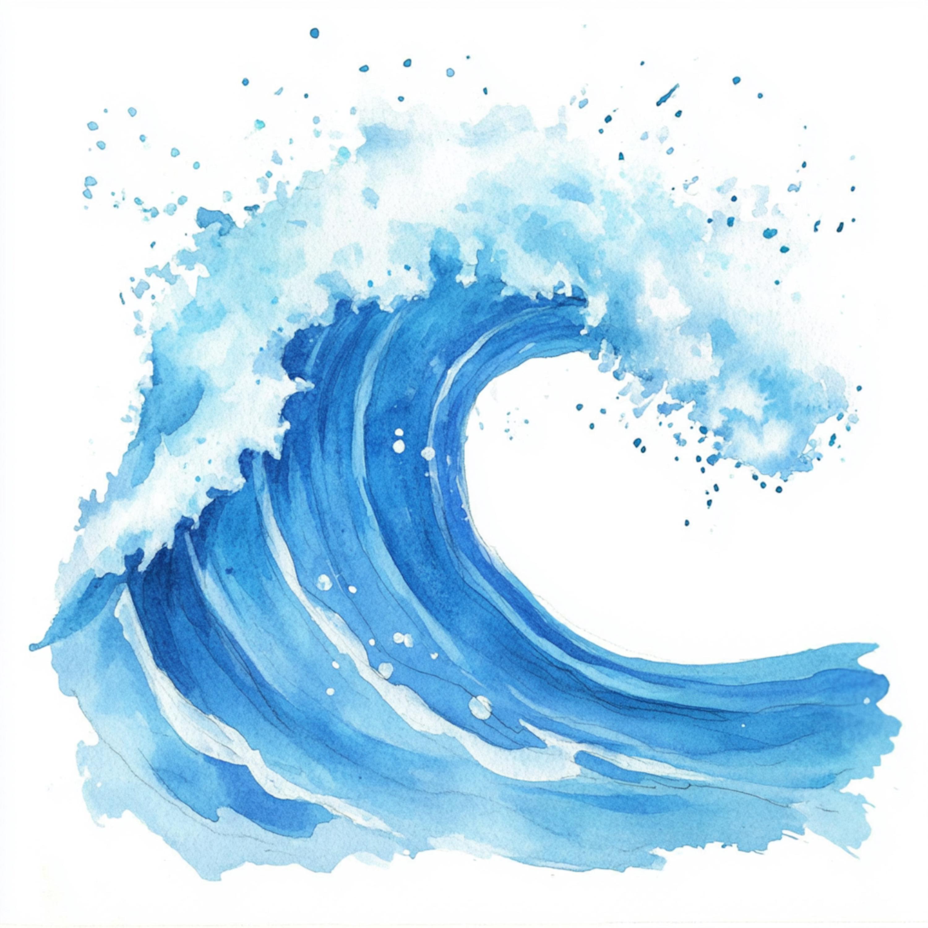 10 Printable Waves Art, Watercolor Sea Waves, Cartoon Waves Clipart ...