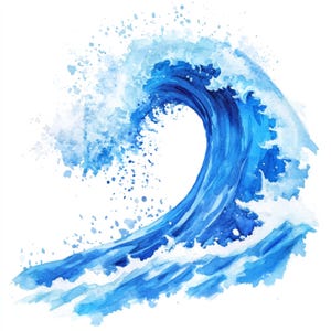 10 Printable Waves Art, Watercolor Sea Waves, Cartoon Waves Clipart ...