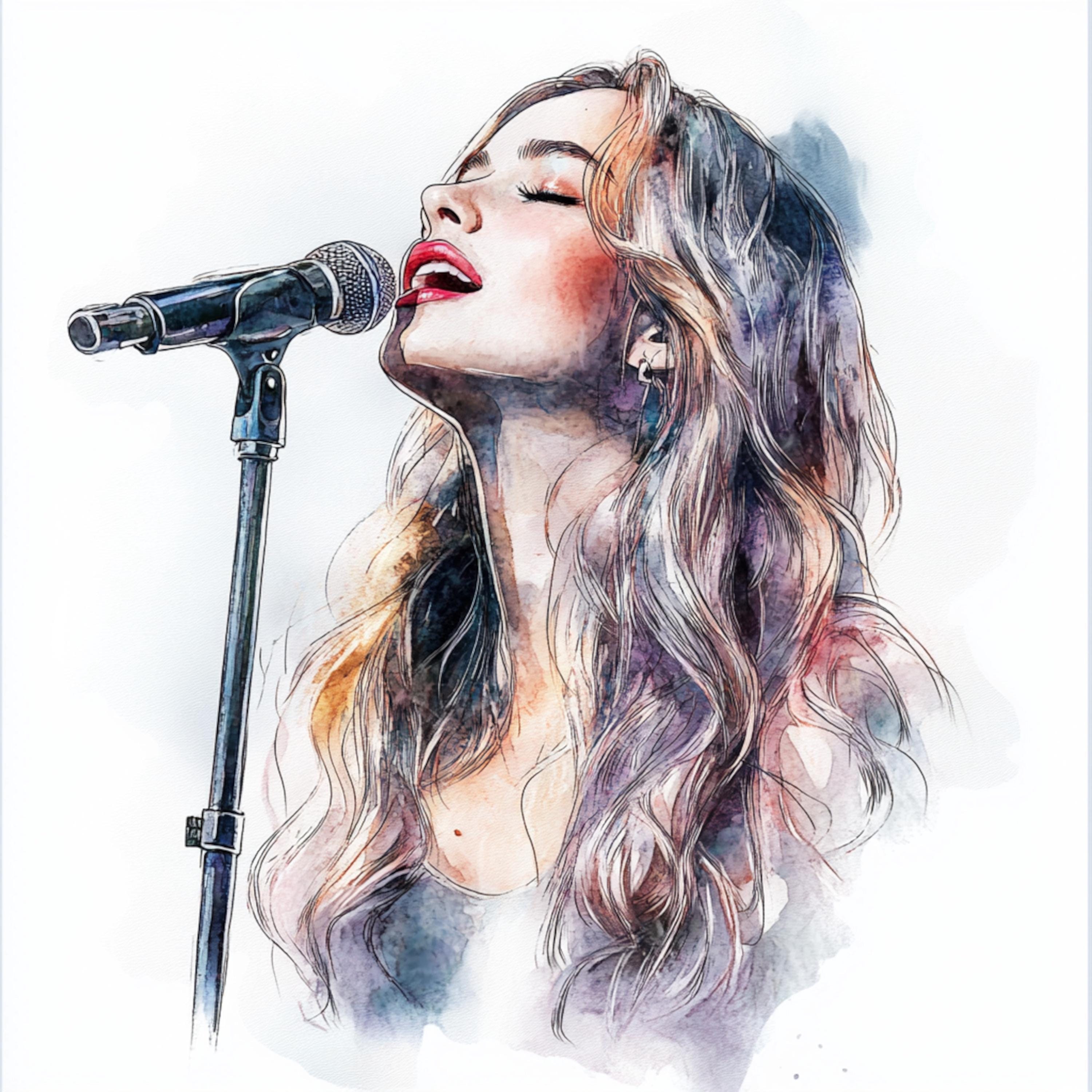 Watercolor Singing Girl, Young Women Singer, Beautiful Singer Girl ...