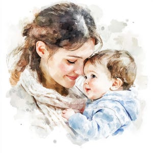 Printable Mother and Baby, Mother and Child Clipart, Mother's Day Card ...