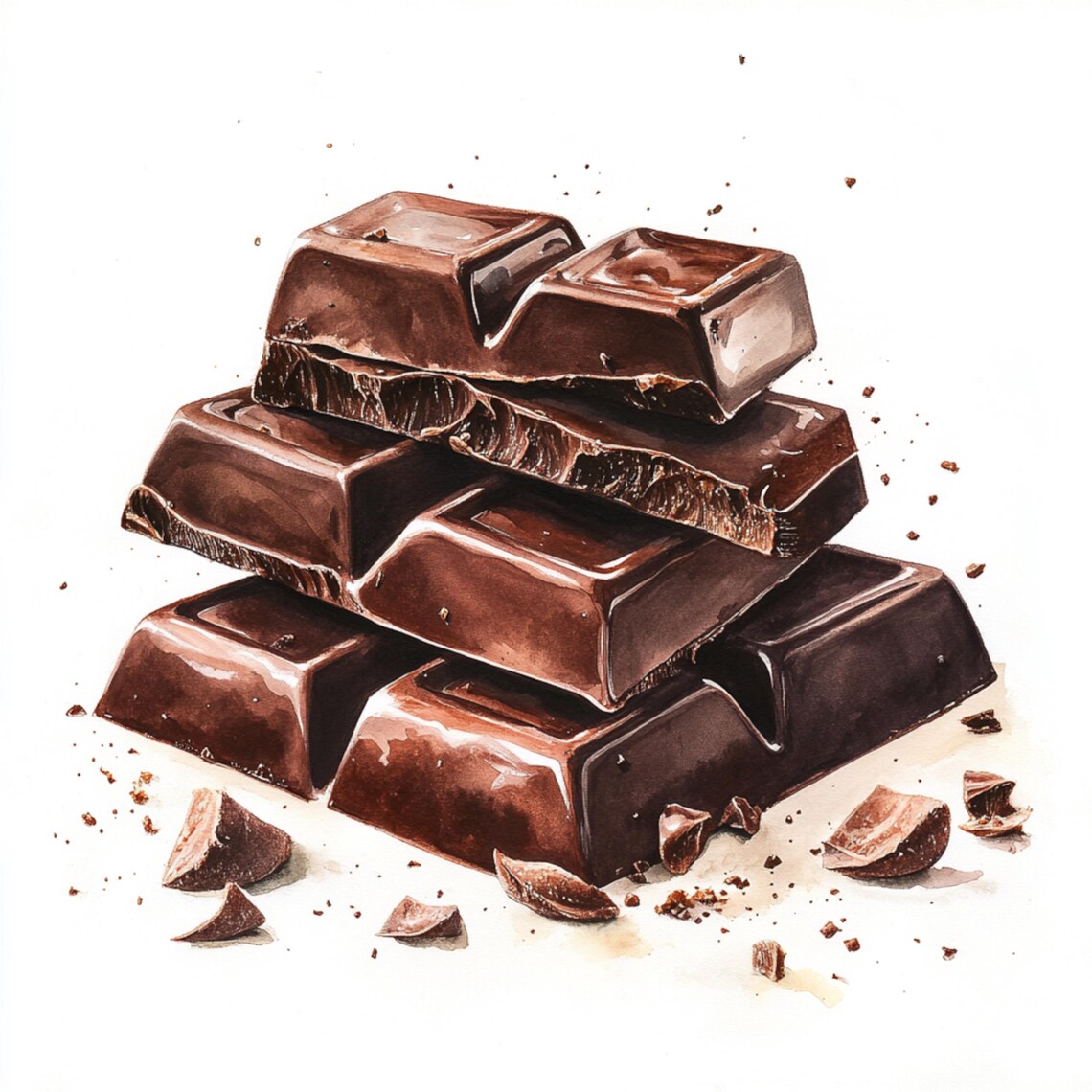 Printable Chocolate Art, Watercolor Images, Chocolate Decor, 10 Clip ...