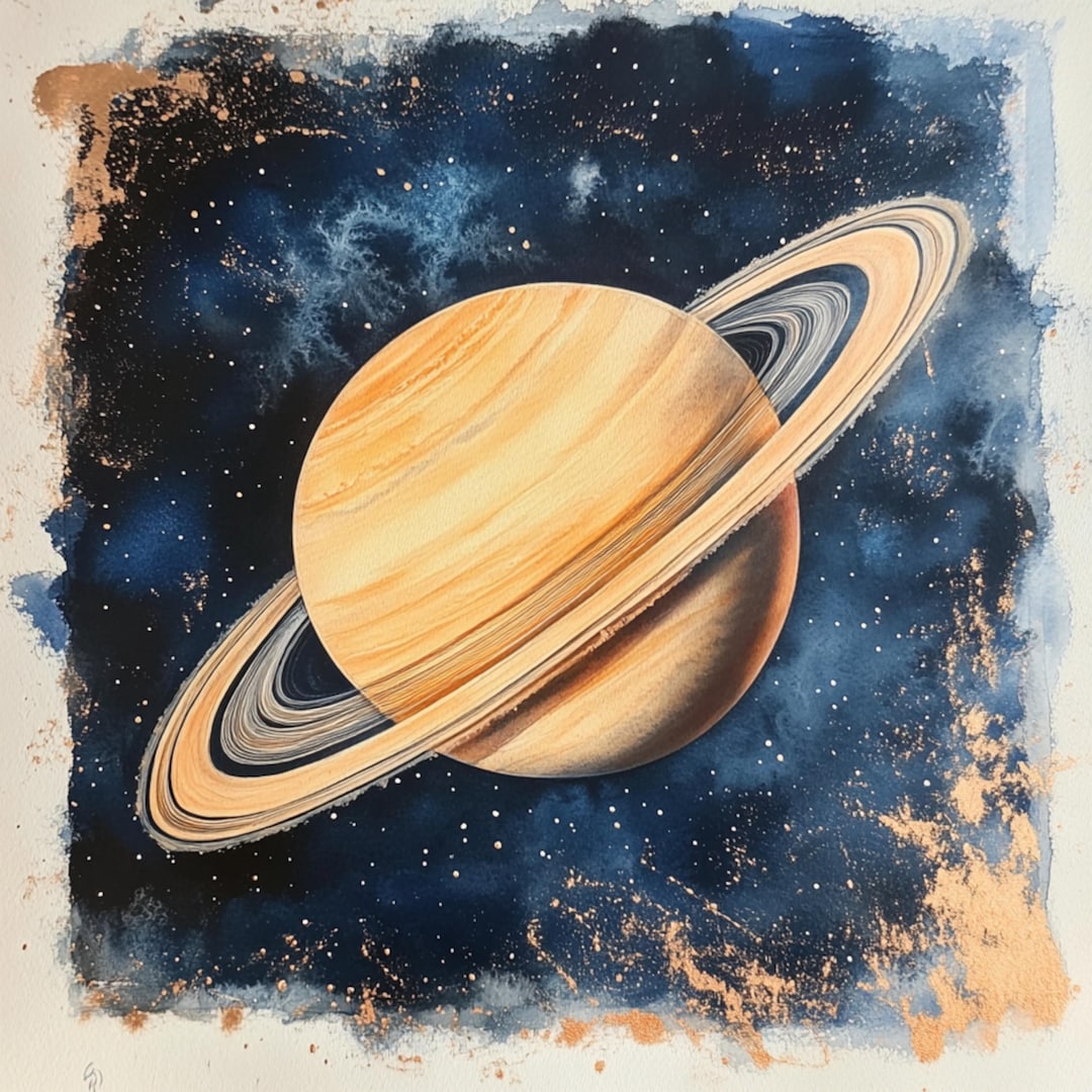 Printable Saturn Art, Watercolor Saturn, 10 Planet Clipart, Printable ...