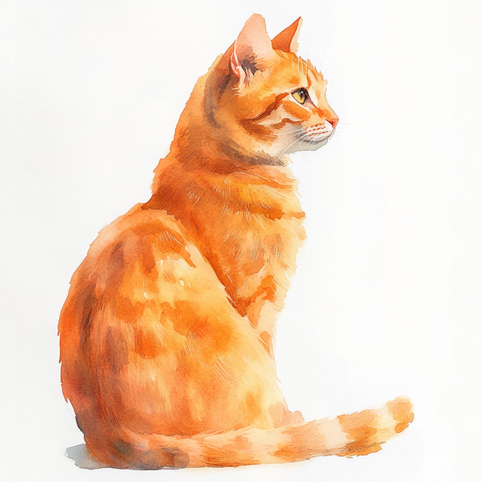 Printable Ginger Cat Clipart, Watercolor Art, Cute Ginger Cat, Cat Clip Art, Printable JPG, Pet ...