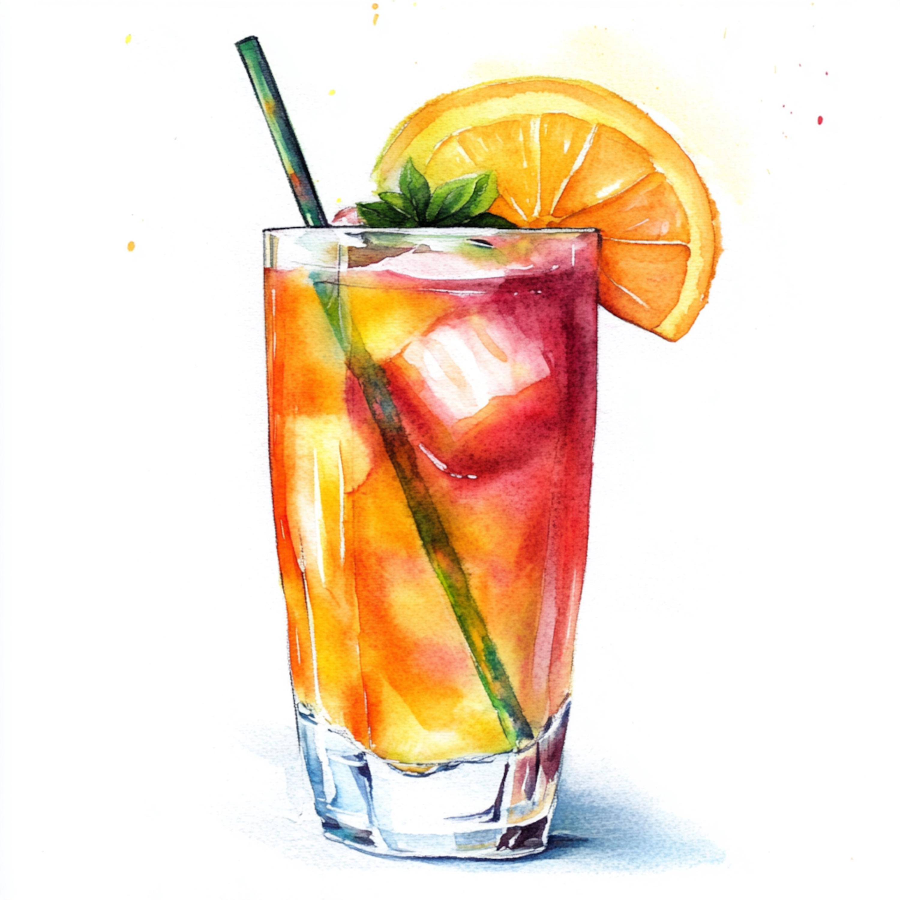 10 Printable Beach Cocktail, Watercolor Images, Tropical Cocktails Art ...