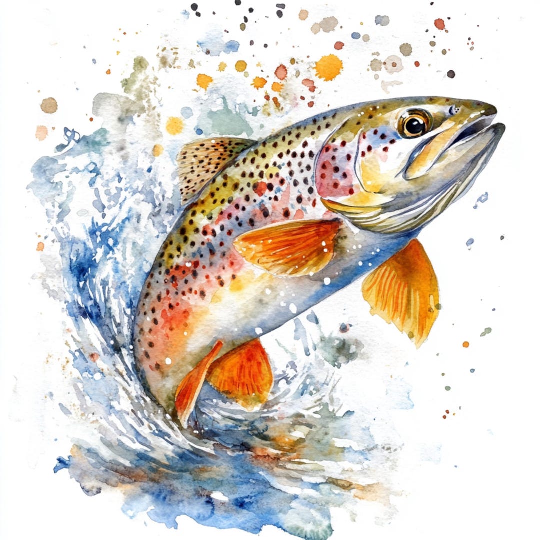 10 Printable Trouts, Fish Decor, Trouts Illustration, Watercolor Fish ...