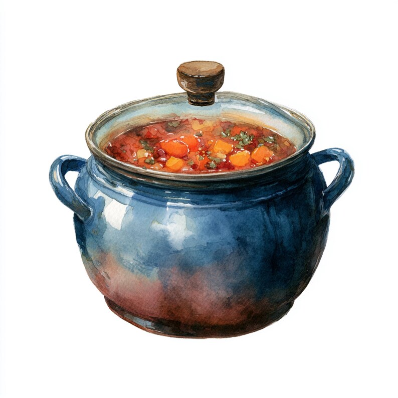 11 Printable Boiling Soup, Watercolor Soup in Pot, Kitchen Decor ...