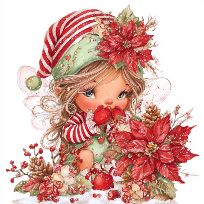 7 Printable Elf, Watercolor Elf, Digital Paper Craft, Christmas Elf ...