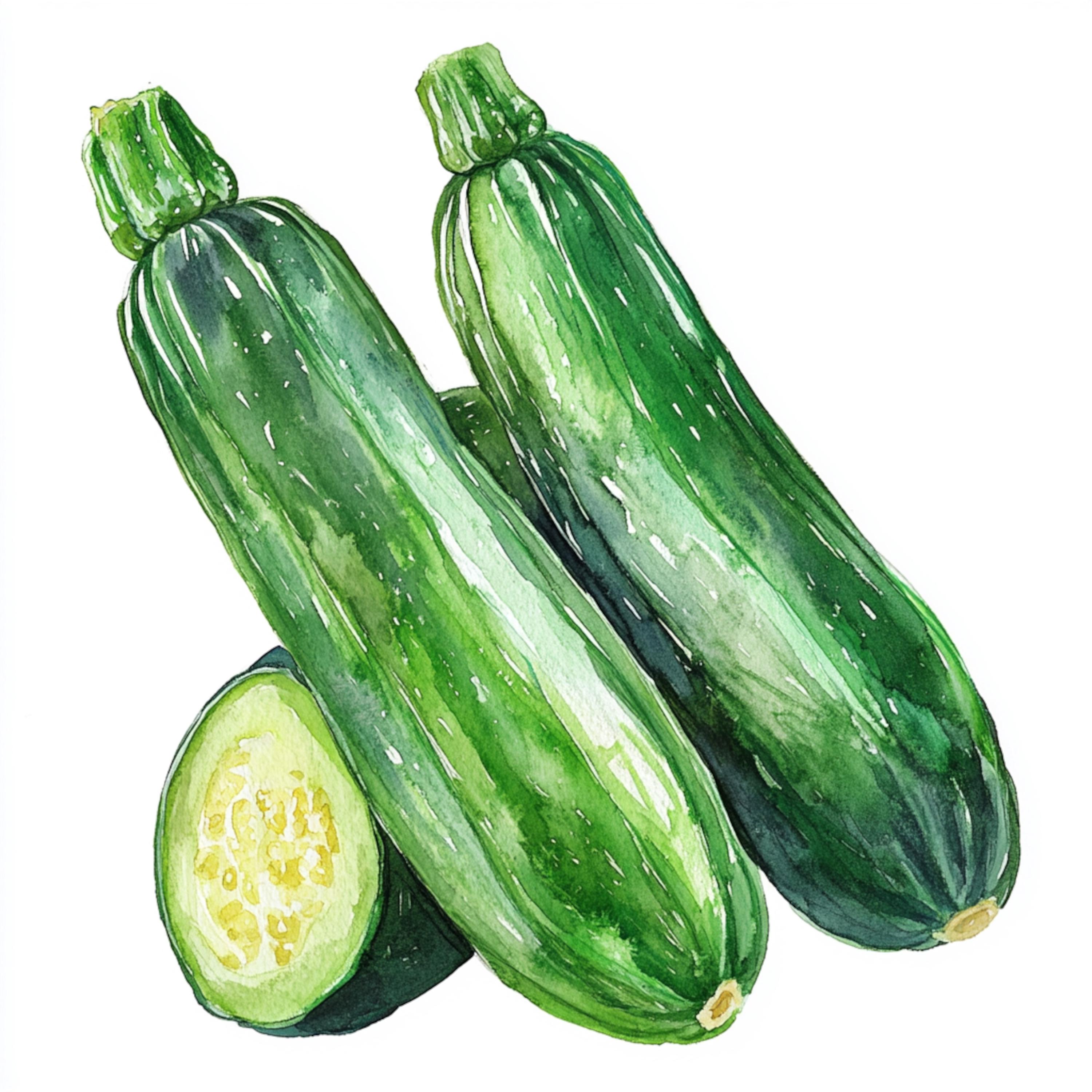 10 Printable Zucchini Art, Watercolor Zucchini, Zucchini Print ...