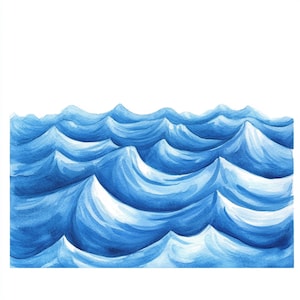 10 Printable Waves Art, Watercolor Sea Waves, Cartoon Waves Clipart ...