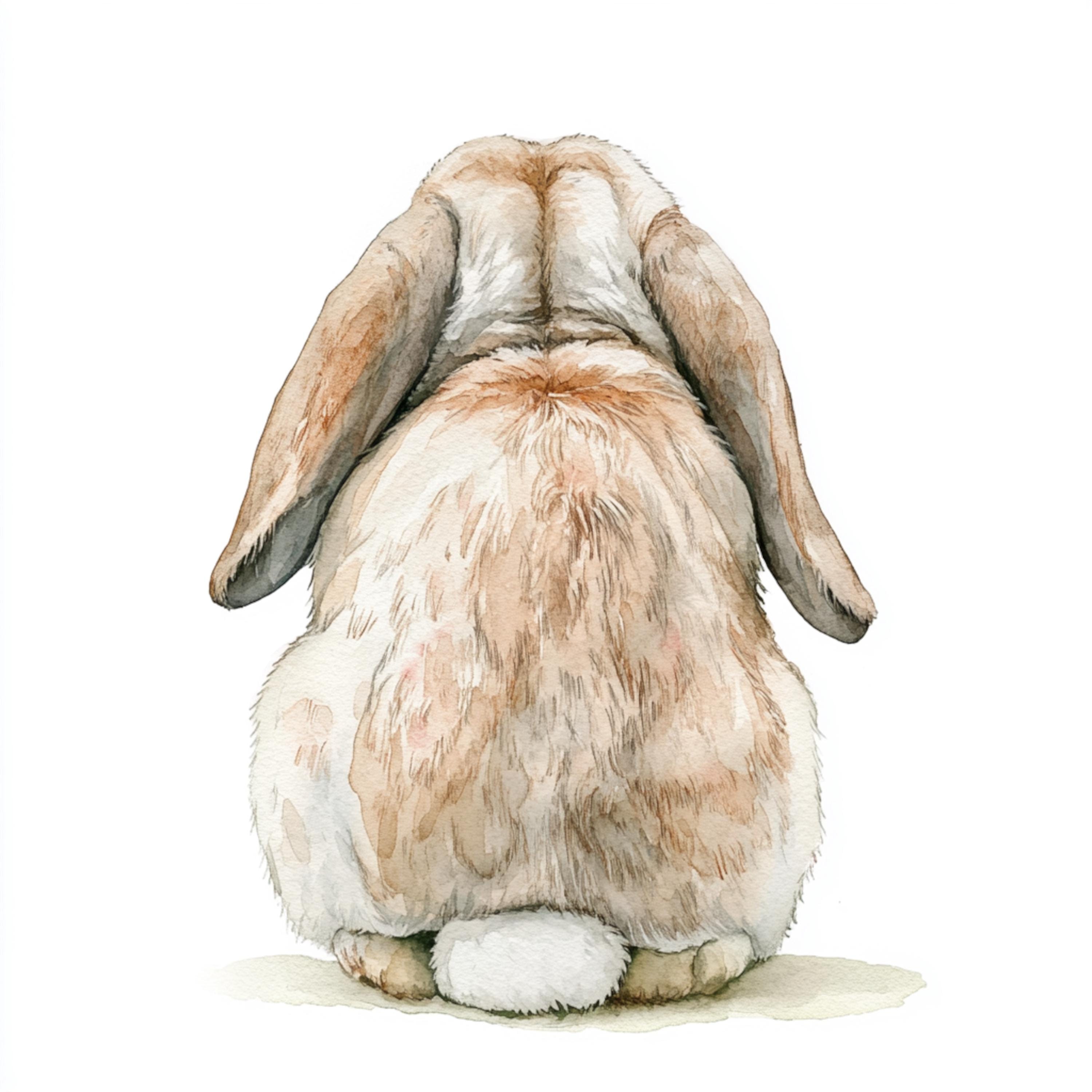 Printable Cute Rabbit Butt Clipart, Watercolor Art, Funny Rabbit ...