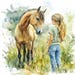 Printable Little Girl and Horse, Watercolor Girl and Ponny Art ...
