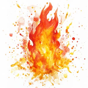 Printable Fire Art, Watercolor Flame, Fire Effects Clipart, Printable ...