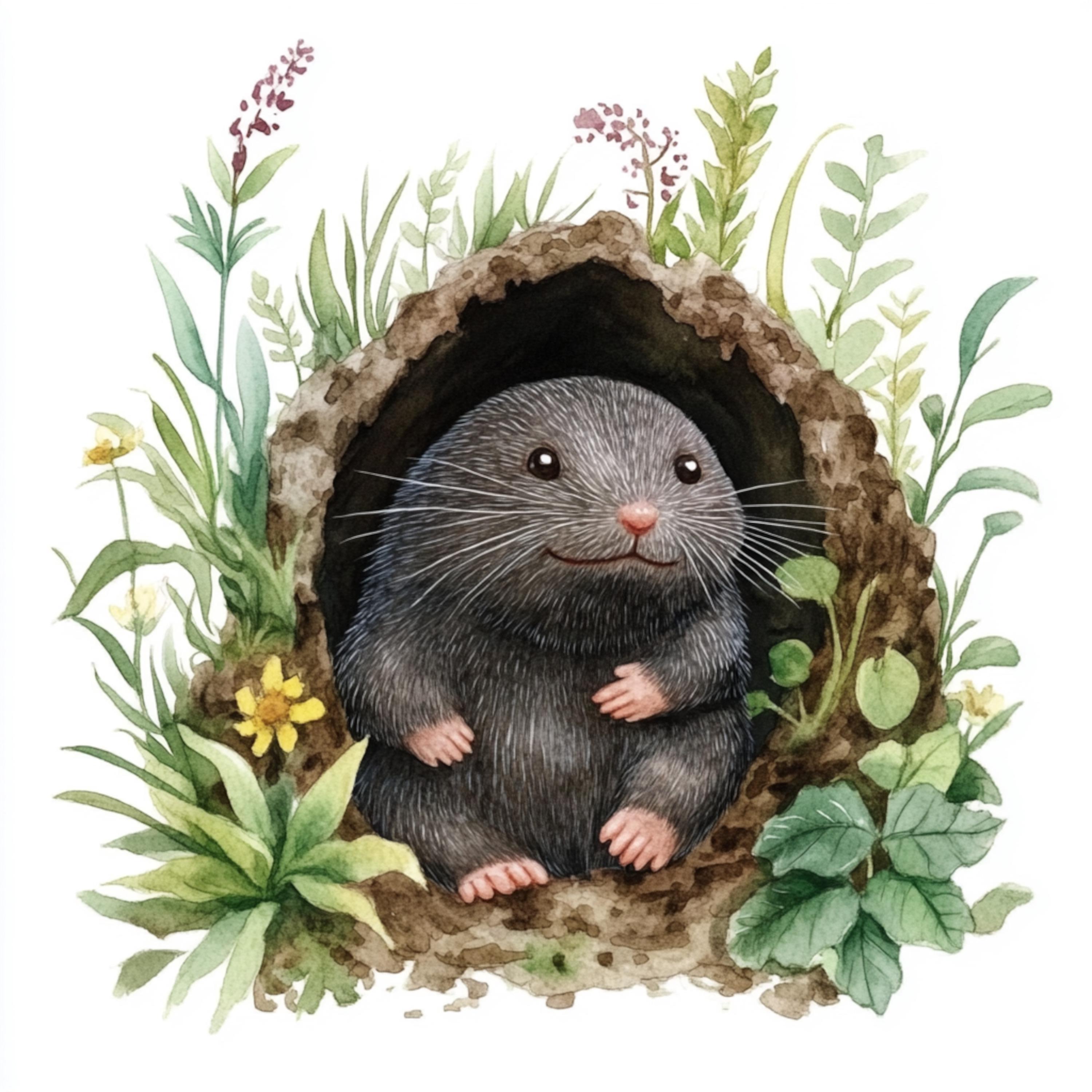 Printable Cute Mole Clipart, Moles Watercolor Art, Printable JPG ...