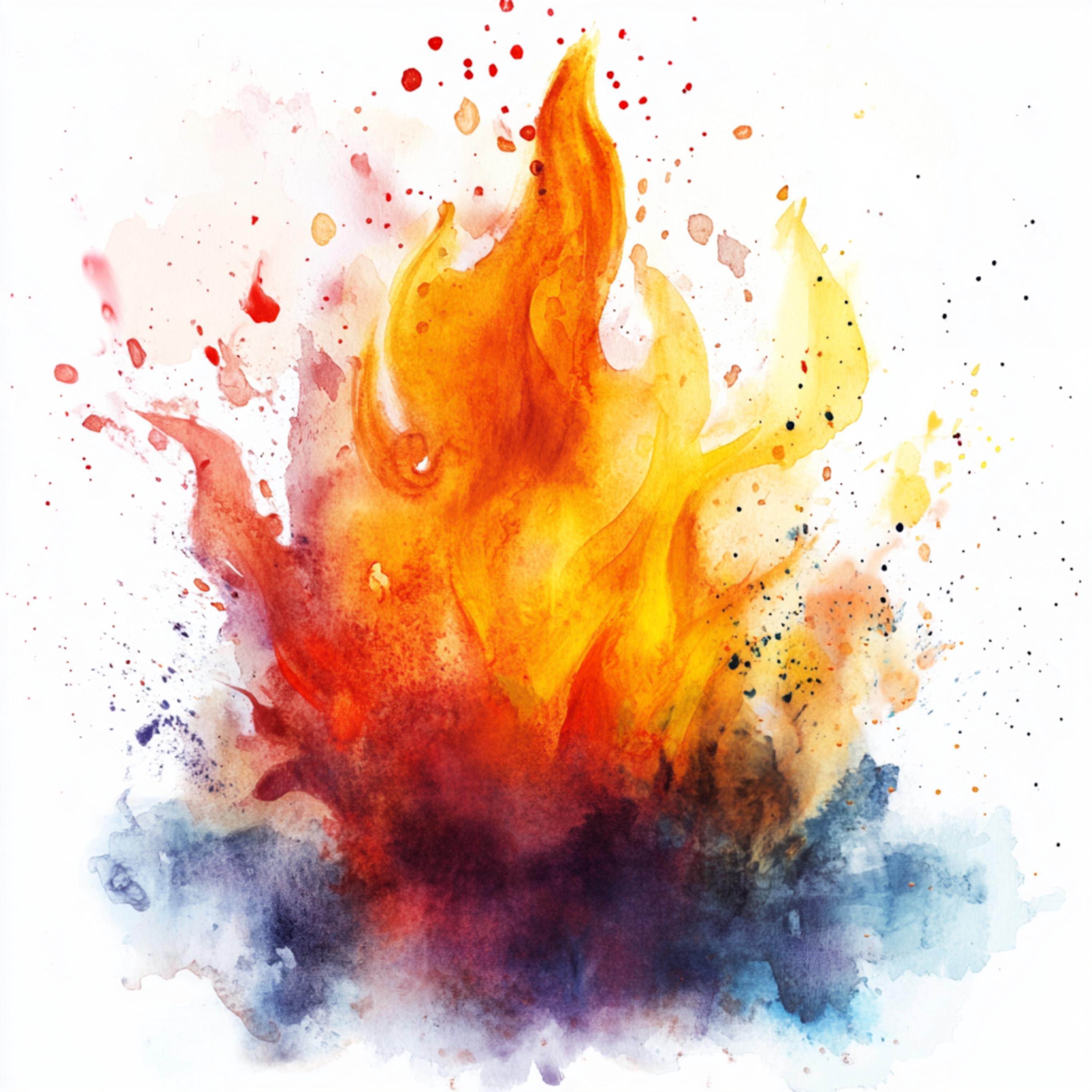 Printable Fire Art, Watercolor Flame, Fire Effects Clipart, Printable ...