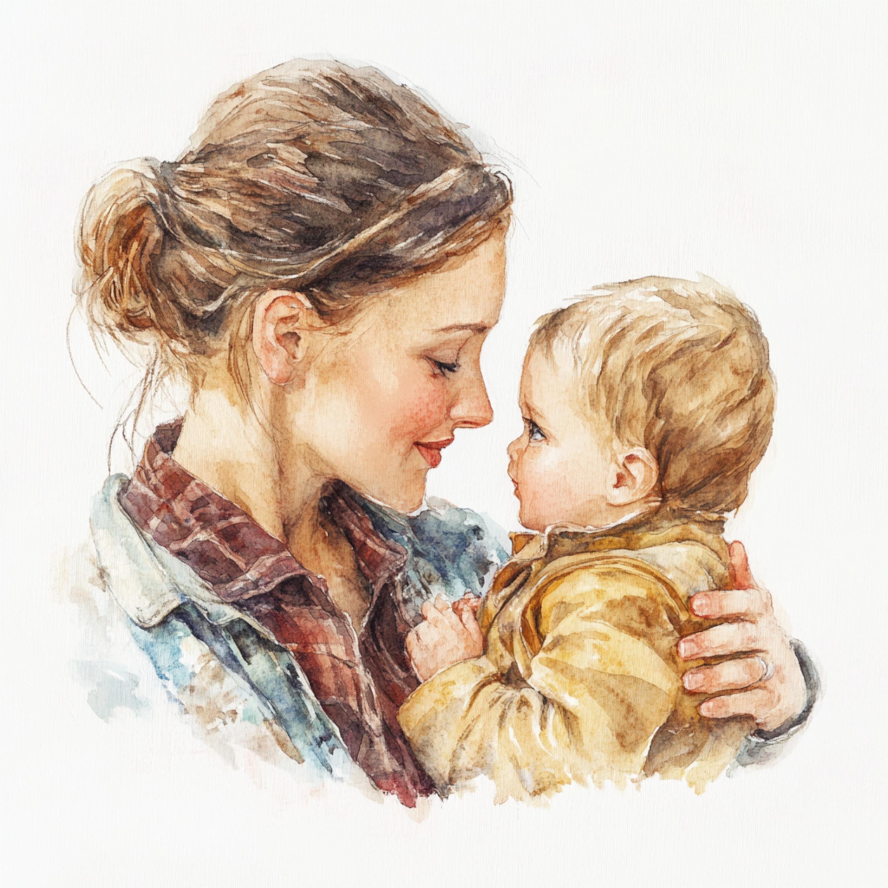 Printable Mother and Baby, Mother and Child Clipart, Mother's Day Card ...