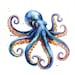 Printable Octopus Clipart, Octopus Watercolor, Nautical Clip Art ...