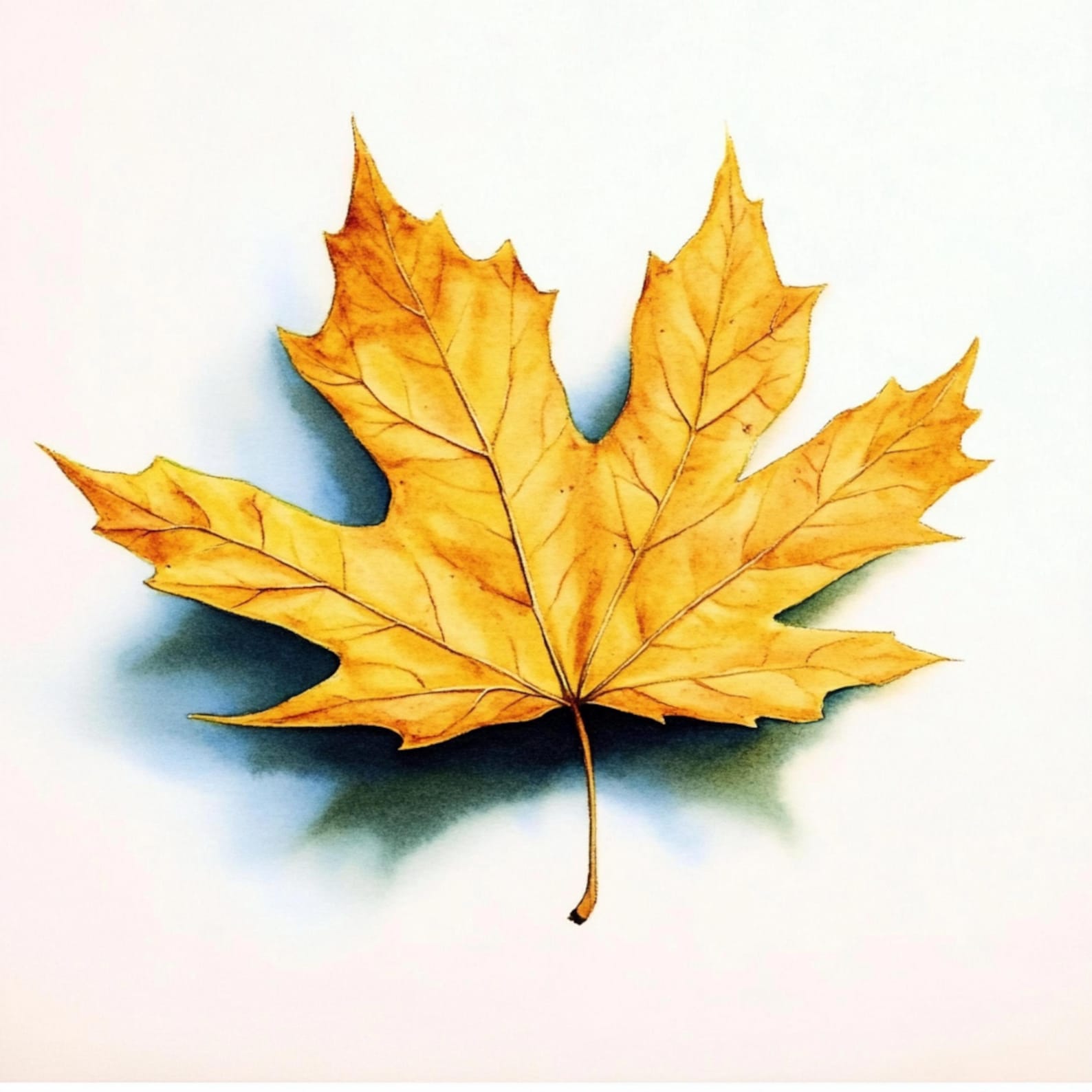 10 Printable Maple Leaf, Watercolor Fall Leaf, Botanical Art, Yellow ...