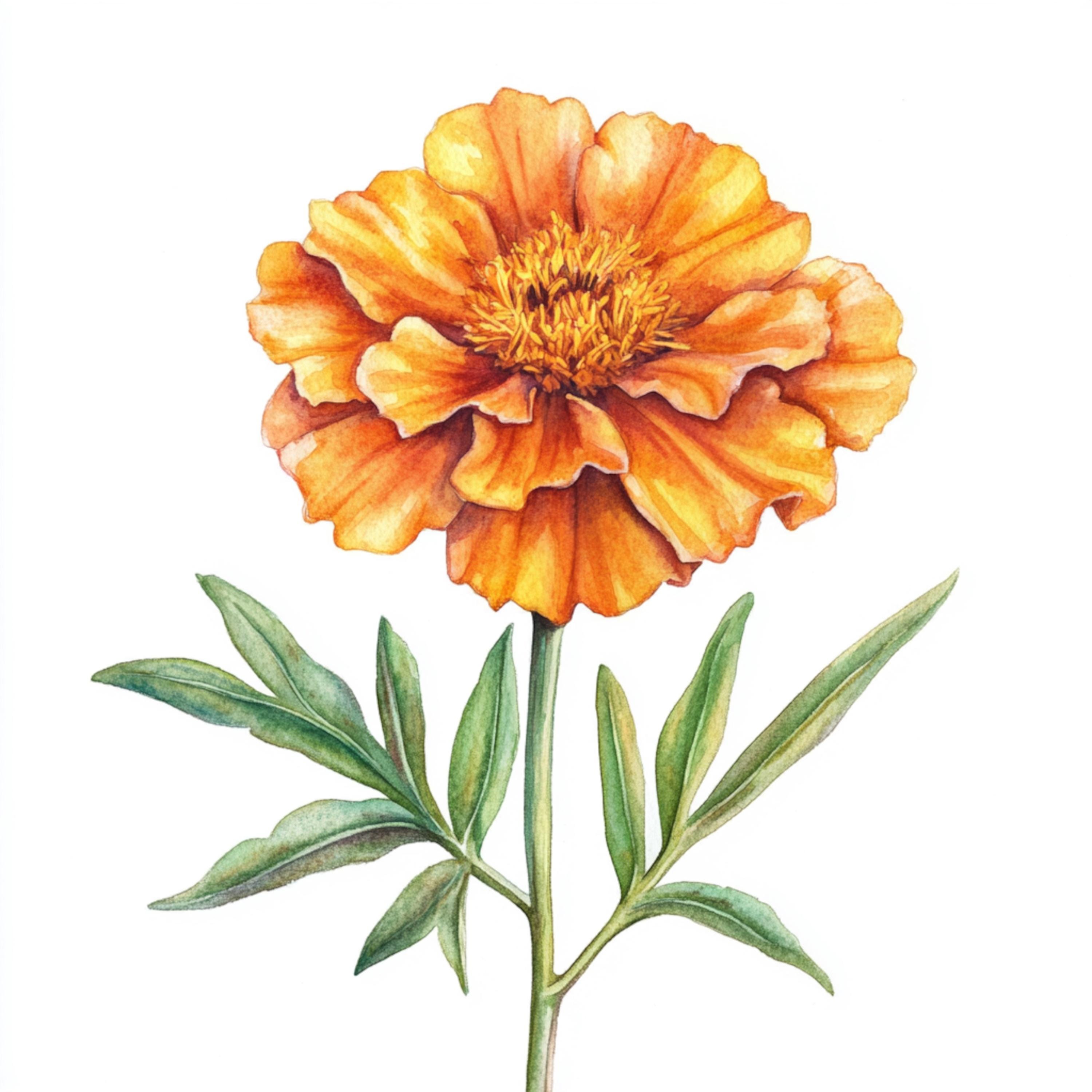 10 Printable Marigold Flower Decor, Watercolor Marigold Art, Marigold ...