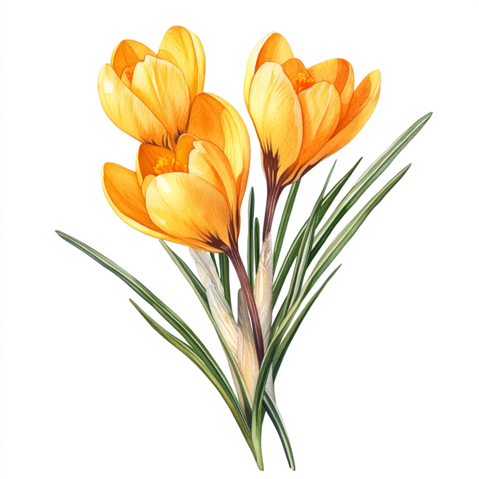 Printable Yellow Crocus Flower Decor, Crocuses Watercolor Images ...