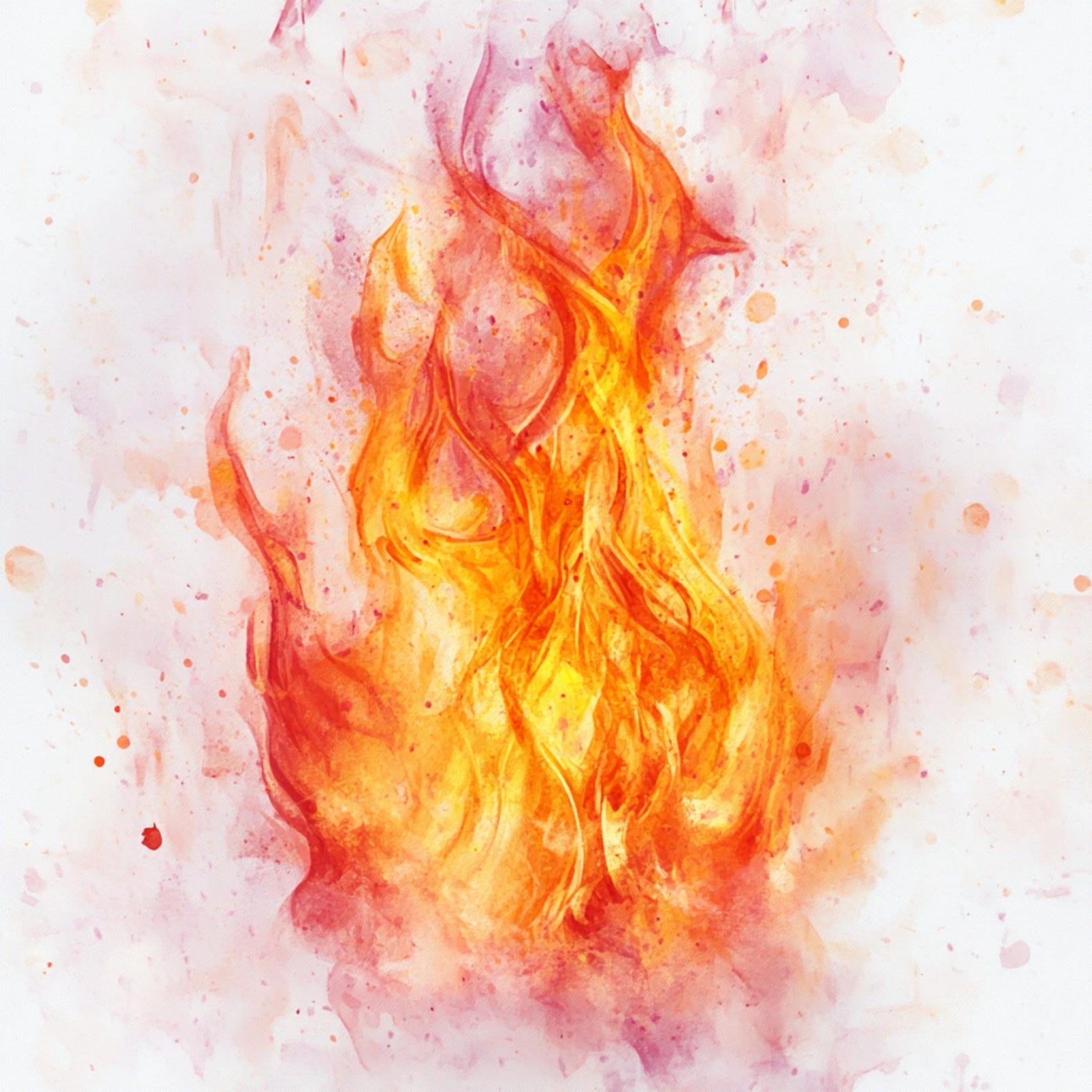 Printable Fire Art, Watercolor Flame, Fire Effects Clipart, Printable ...