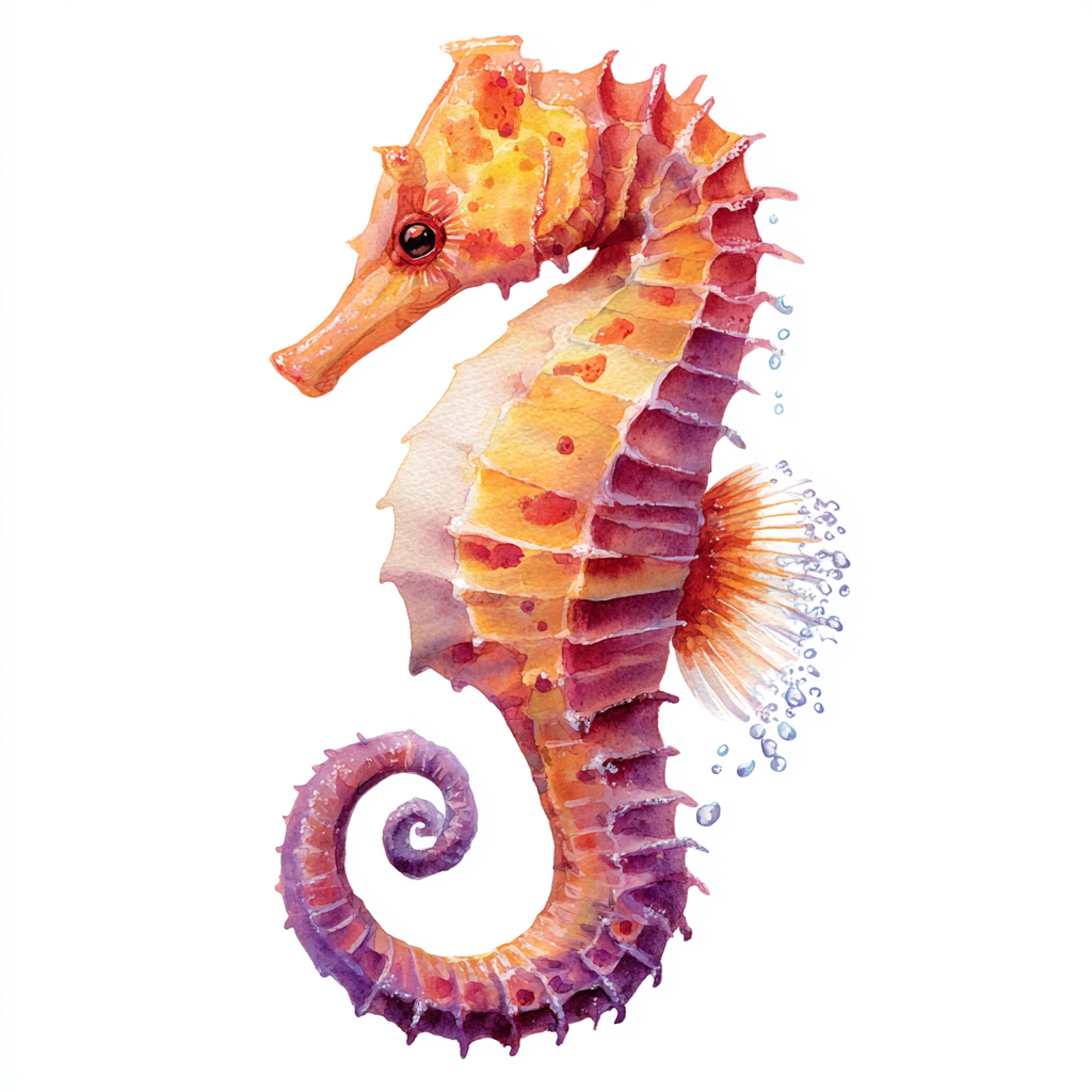 12 Printable Sea Horse Clipart, Sea Horse Watercolor, Nautical Clip Art ...