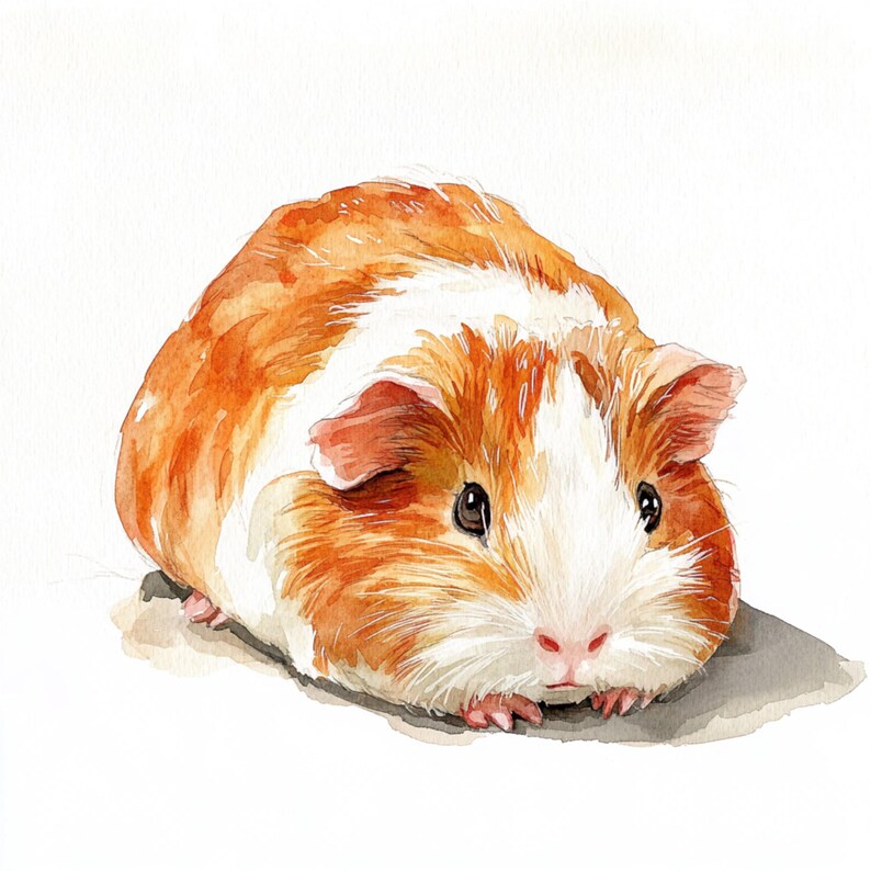 10 Printable Cute Guinea Pig, Watercolor Guinea Pig, Fun Clipart ...