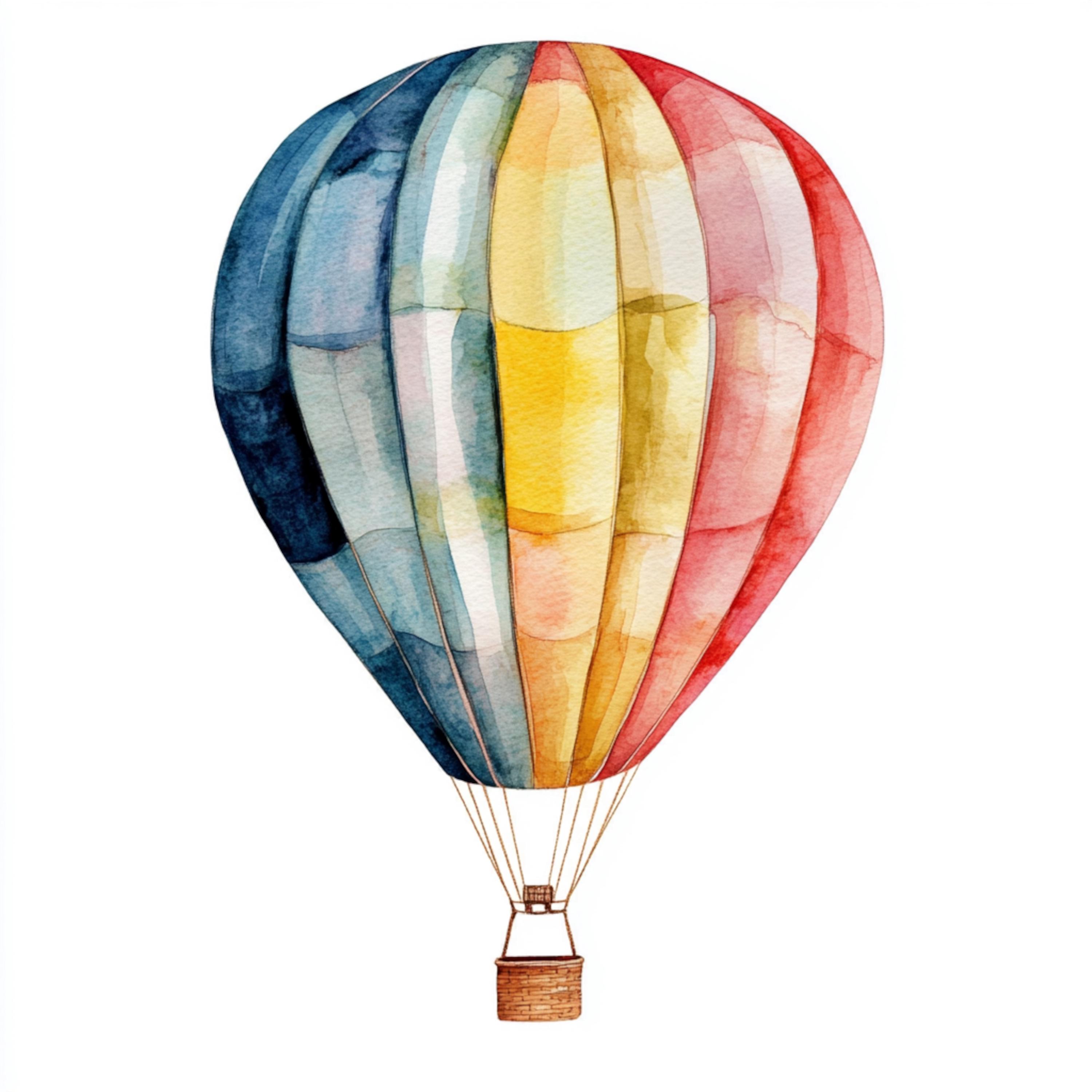 Printable Hot Air Baloon Clipart, Watercolor Art, Printable JPG, Air ...