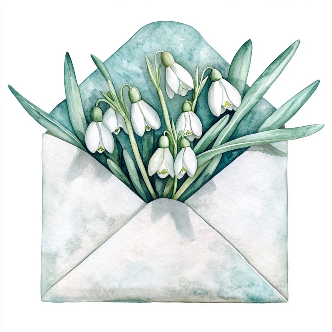 10 Printable Snowdrop Flowers Decor, Snowdrops in Envelope Images ...