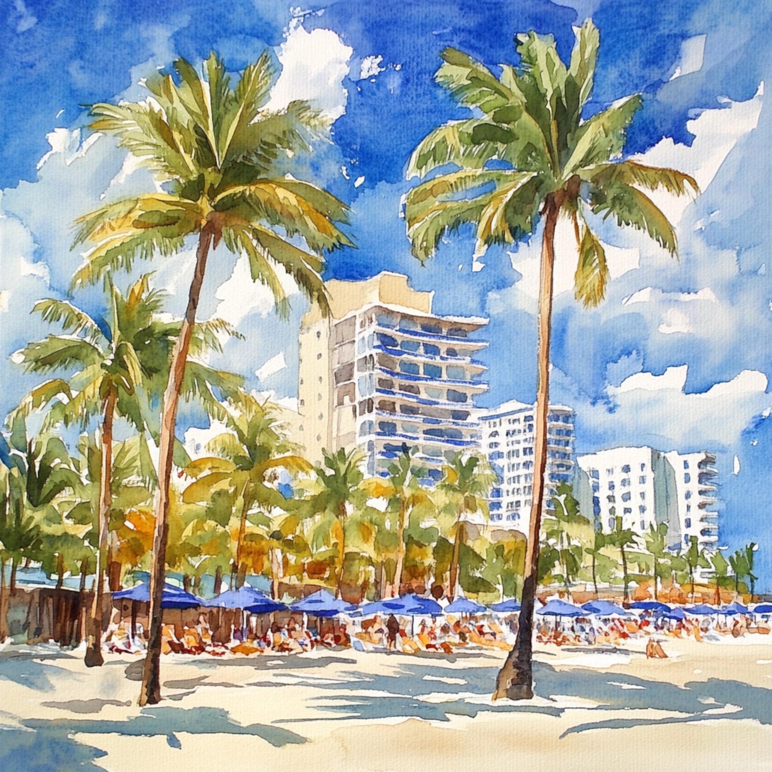 10 Printable Miami Beach, Coast Landscape Art, Florida Art, Miami Ocean ...
