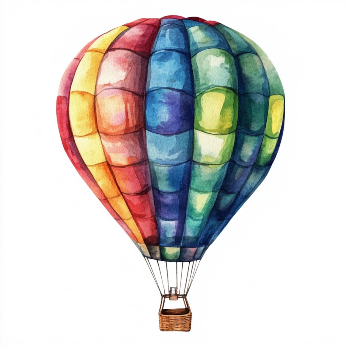 Printable Hot Air Baloon Clipart, Watercolor Art, Printable JPG, Air ...