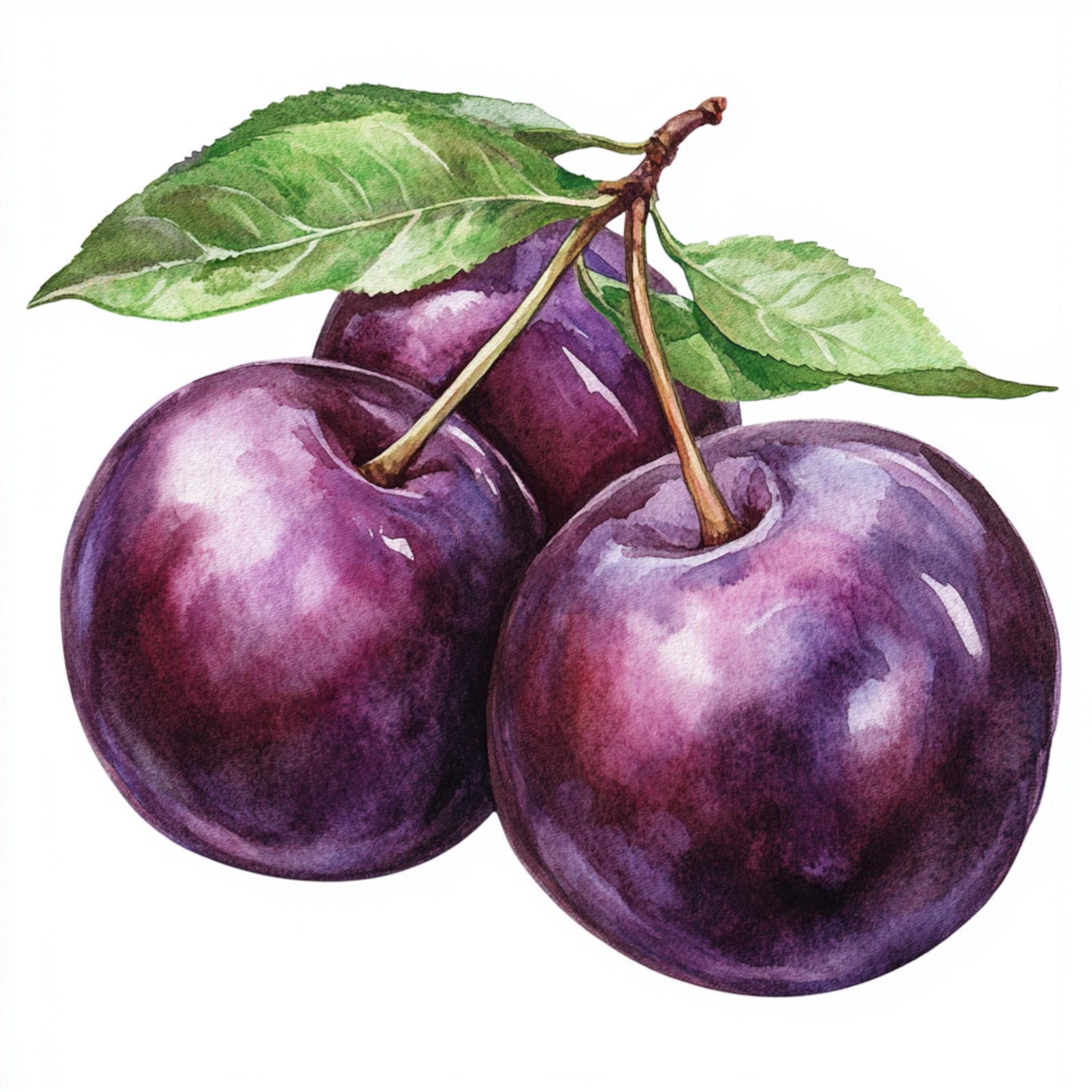 10 Printable Plums Art, Watercolor Plums , Plums Art, Summer Fruit ...