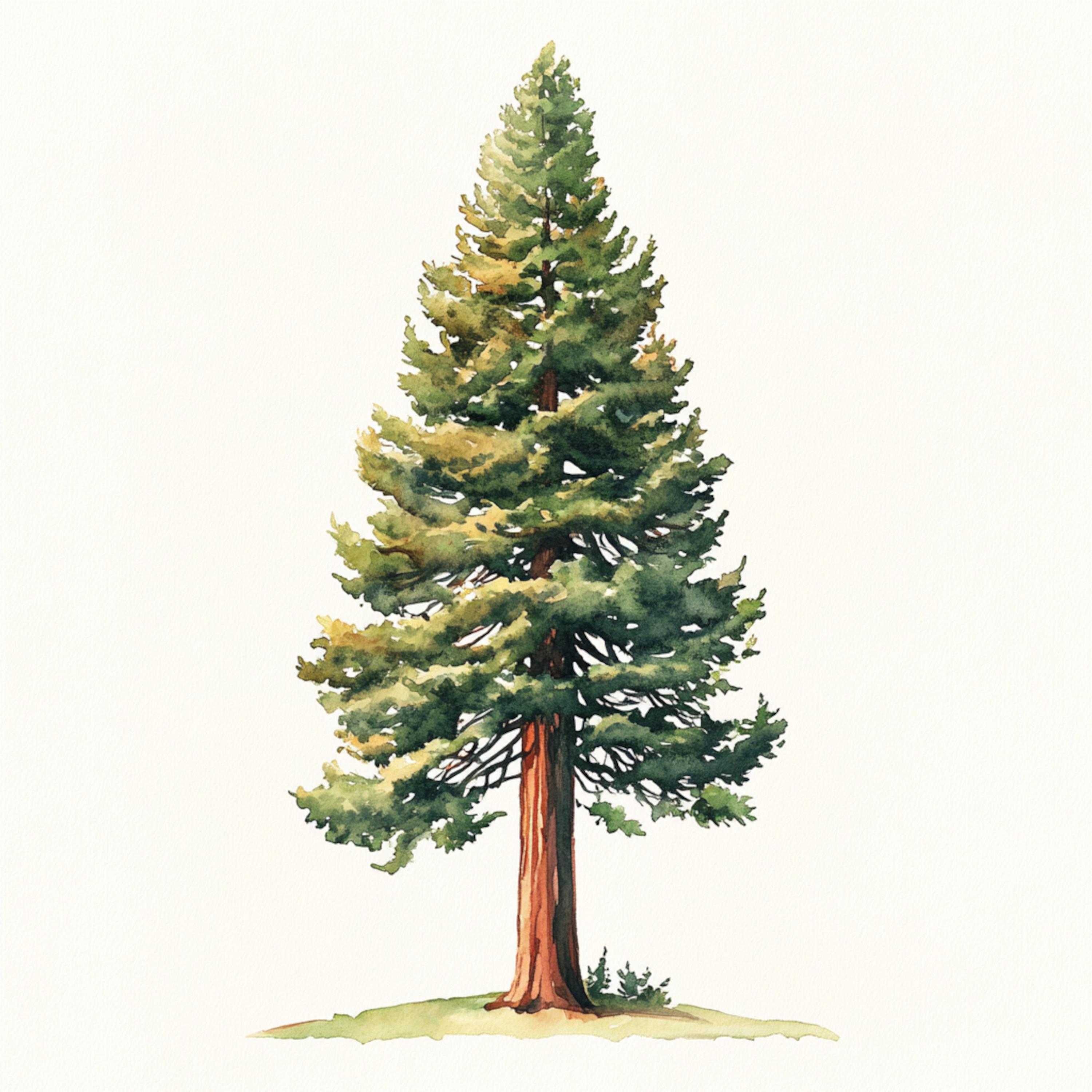 10 Printable Sequoia Tree, Watercolor Tree, Sequoia Tree Art, Green ...