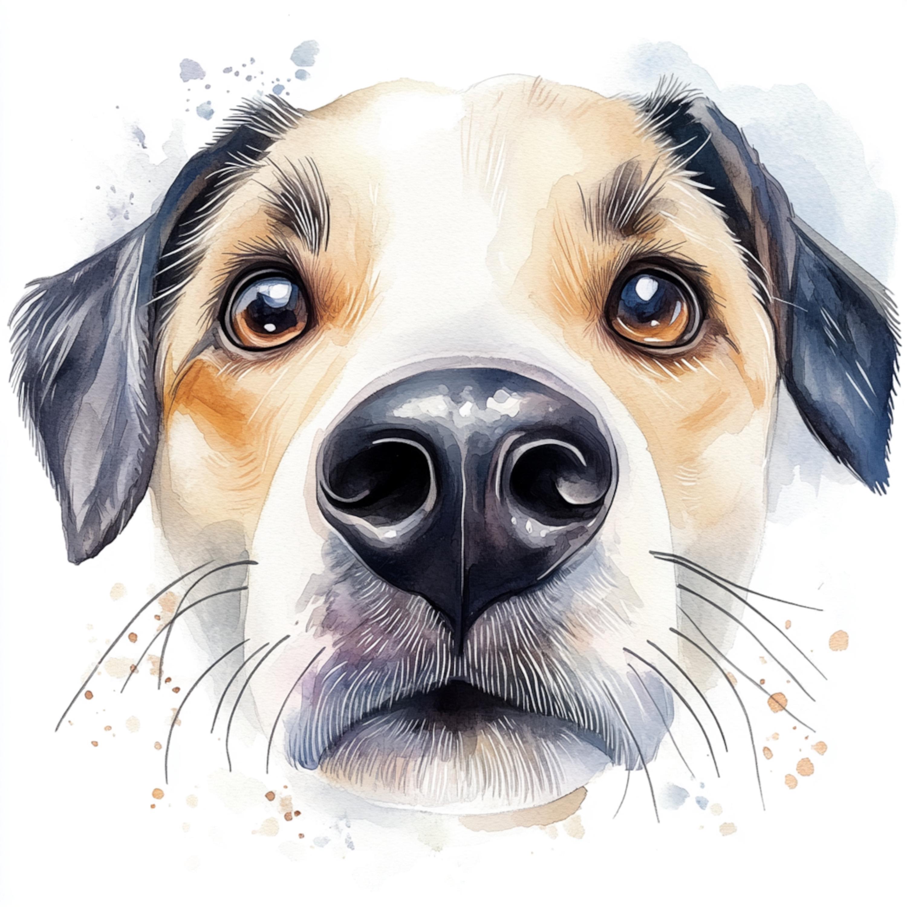 10 Printable Dogs Nose, Cute Dogs Noses Clipart, Watercolor Dogs Nose ...