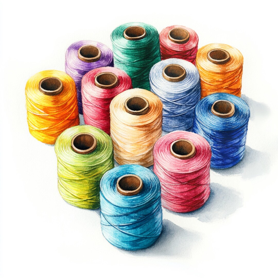 12 Printable Spools of Thread, Sewing-themed Art Print, Watercolor ...