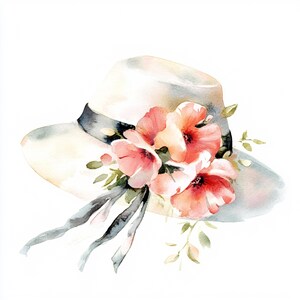 10 Printable Floral Hat, Woman Hat, Watercolor Clipart, High Quality ...