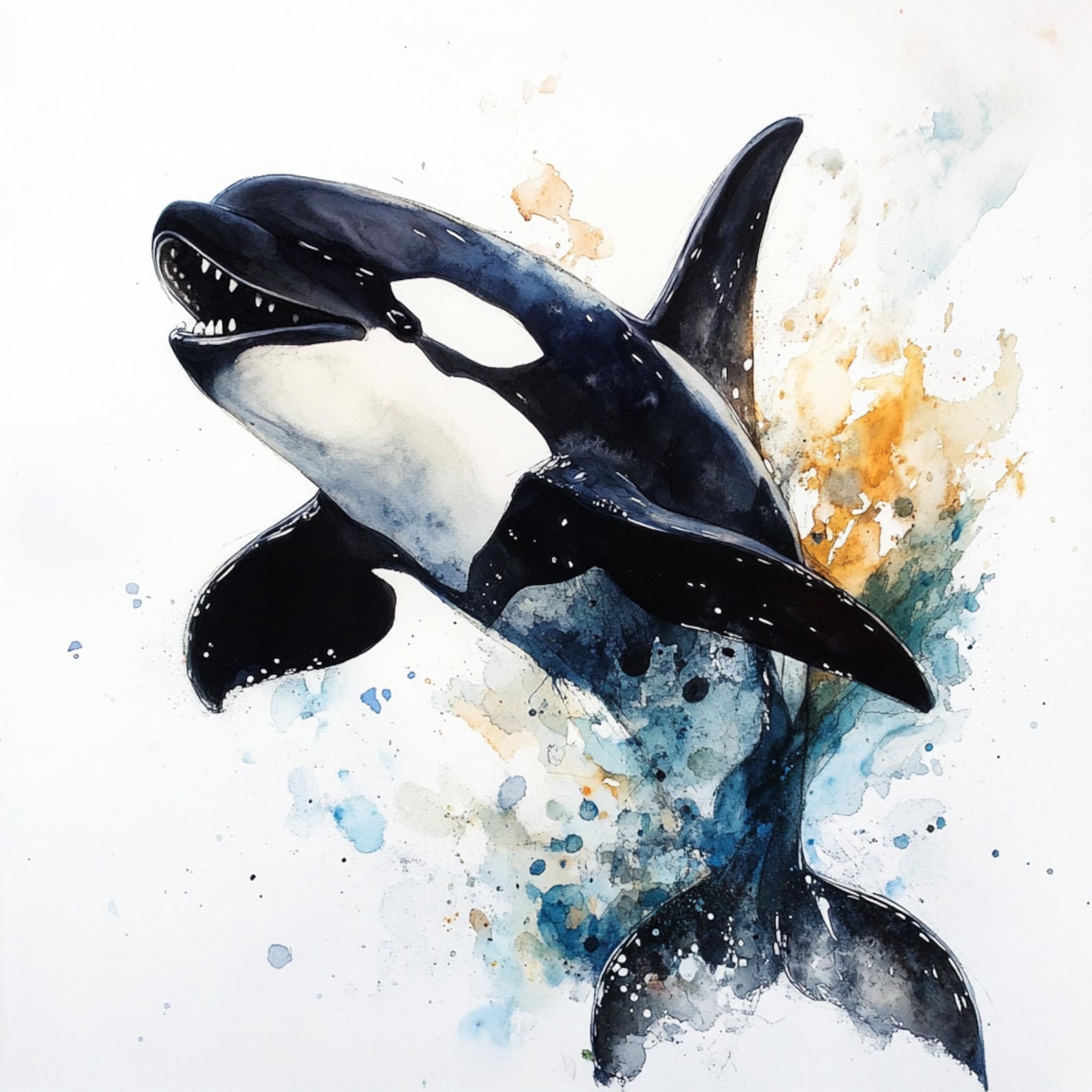 Printable Orka Clipart, Dolphin Watercolor, 10 Nautical Clip Art ...