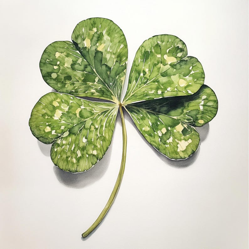 Printable Clover Leaf Decor, Watercolor Lucky Clover, Ivy Botanical Art ...